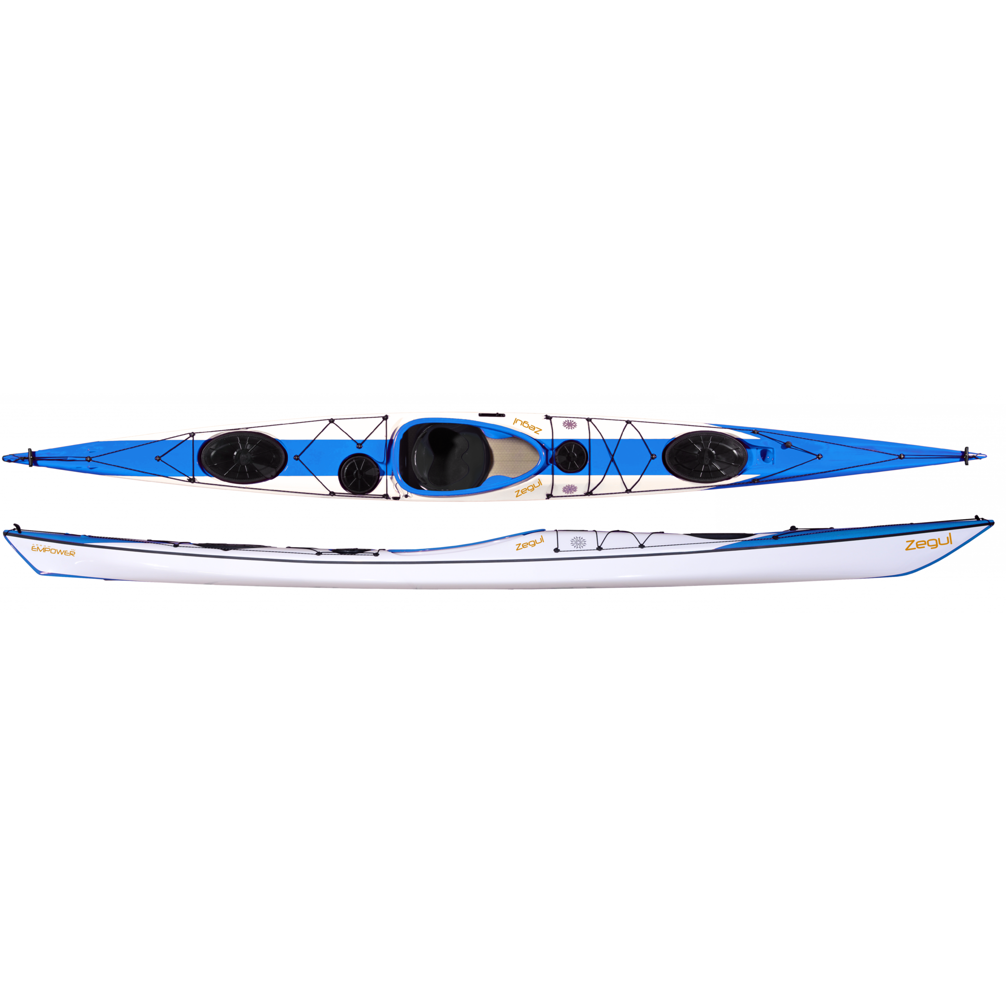 Zegul Kayak Arrow Empower HV ACORE White-Blue-White – Kayak Junky Inc