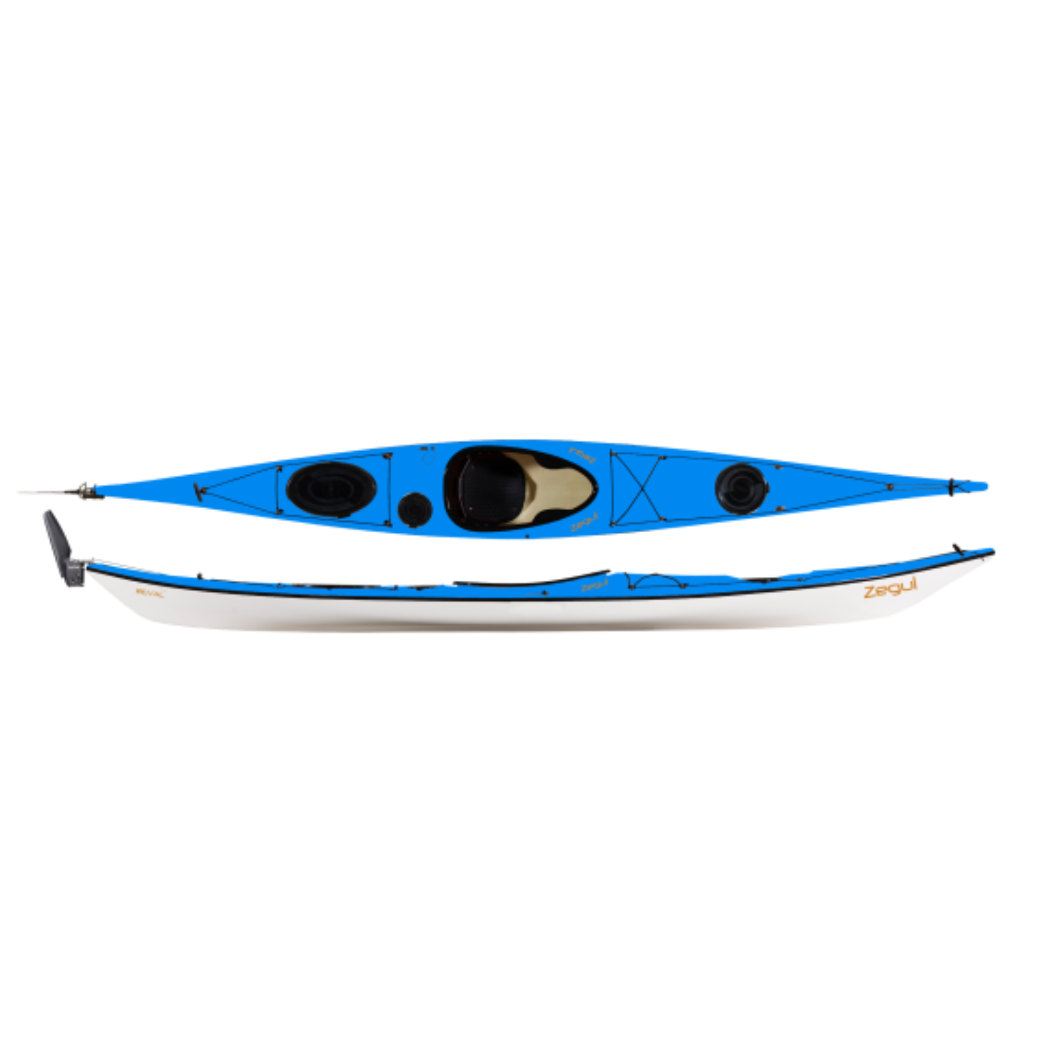 Zegul kayak Reval HV ACORE White-Blue-White – Kayak Junky Inc